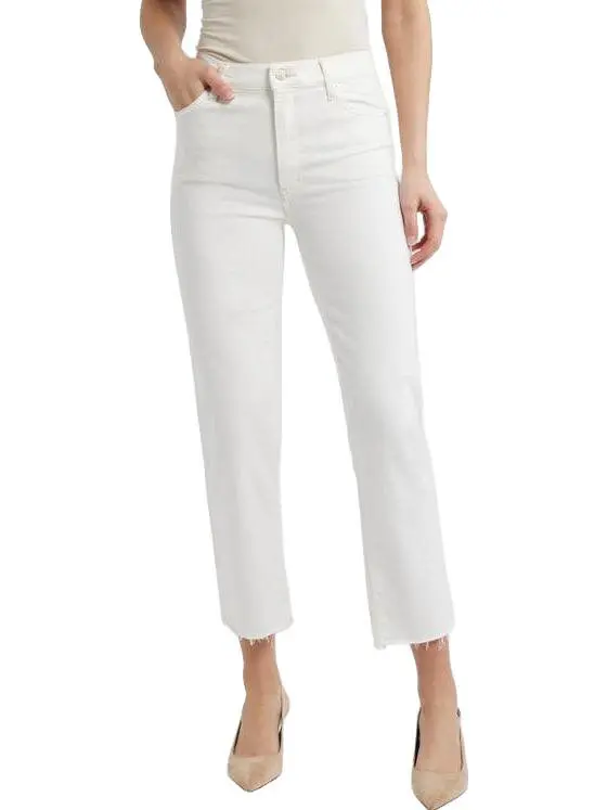 FRAME Le Sleek Raw Hem High Waist Straight Leg Jeans - Au Natural Clean Raw After