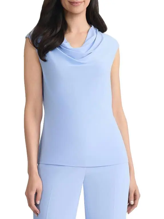 KASPER Cowl Neck Knit Top - Paris Bleu