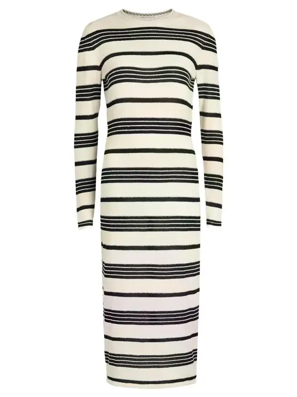 Moncler Striped Midi Dress - Neutrals
