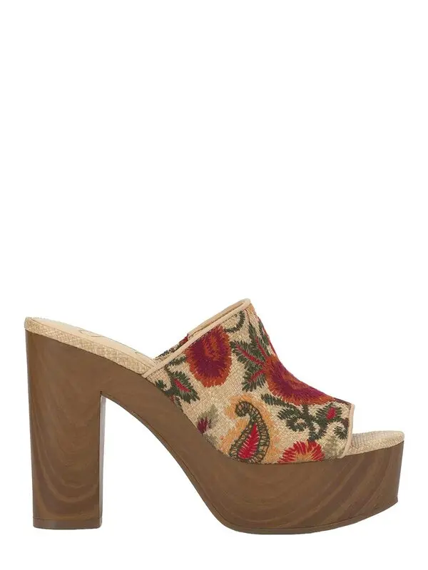Vince Camuto Shelbie Floral Raffia Platform Slides - Natural Raffia