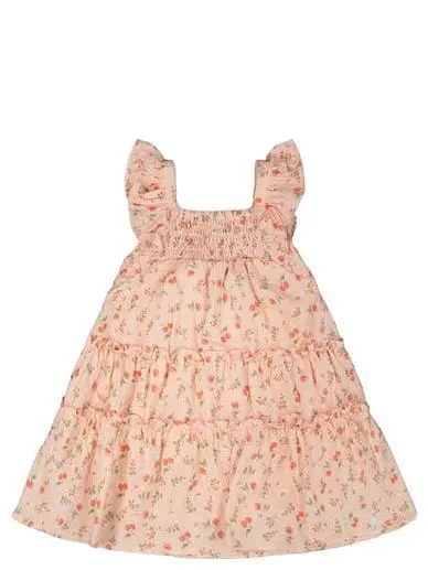 DEUX PAR DEUX Tiered Floral Print Dress With Smocking - Pink Printed Flowers