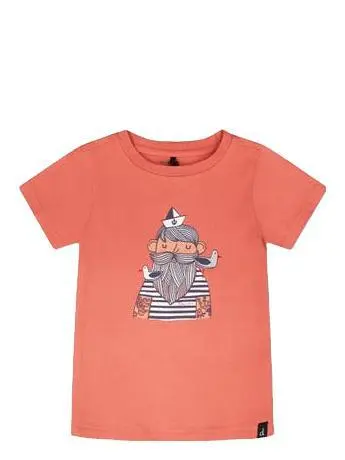 DEUX PAR DEUX Organic Cotton Sailor Graphic Short Sleeve T-shirt - Brick