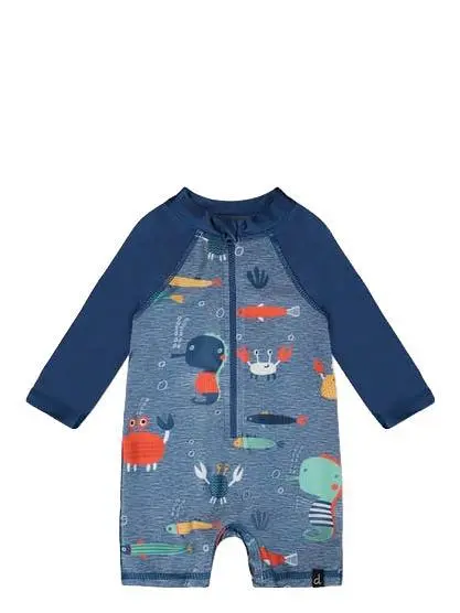 DEUX PAR DEUX Printed Marine Animals Rashguard - Blue Printed Marine Animals