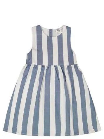 DEUX PAR DEUX Striped Sleeveless Flared Dress - White And Blue Stripes