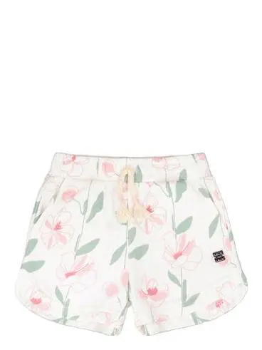 DEUX PAR DEUX French Terry Floral Print Shorts - Off White Printed Flowers