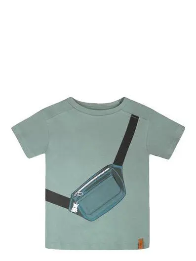 DEUX PAR DEUX Organic Cotton Jersey T-shirt With Cross Bag - Green