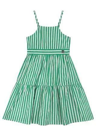DEUX PAR DEUX Cotton Stripes Sleeveless Sundress - Green Stripes
