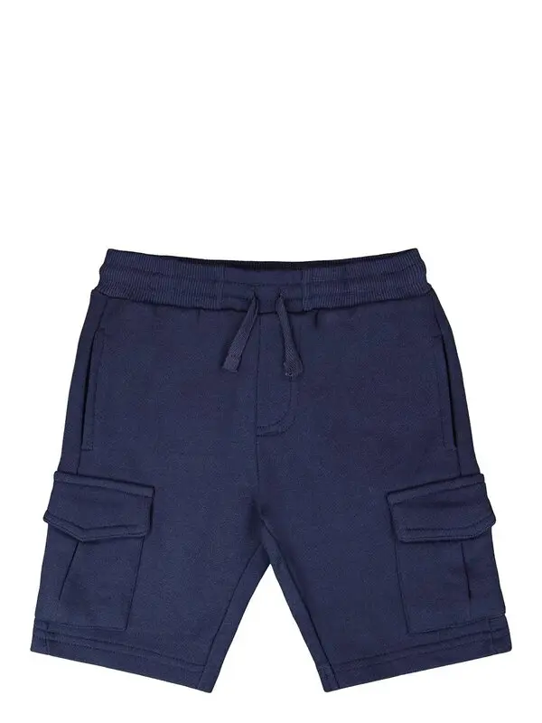 DEUX PAR DEUX Elastic Waistband French Terry Cargo Shorts - Blue