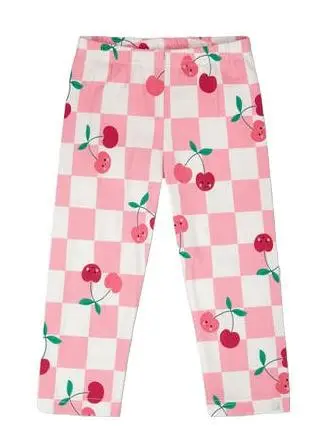 DEUX PAR DEUX Organic Cotton Jersey Capri - Pink Printed Cherries