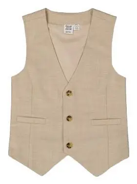 DEUX PAR DEUX Sleeveless V-neck Button Vest - Beige