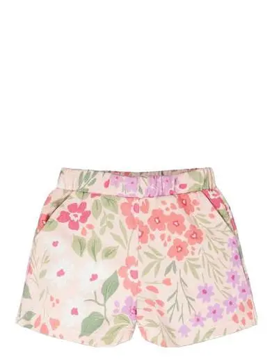 DEUX PAR DEUX Straight-cut Floral French Terry Shorts - Pink Printed Flowers