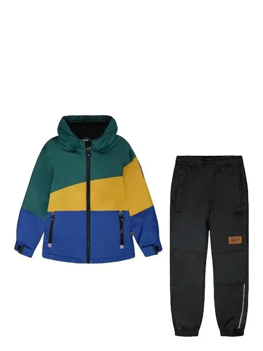 DEUX PAR DEUX Two-piece Mid-season Outerwear Set - Green/ Yellow And Blue