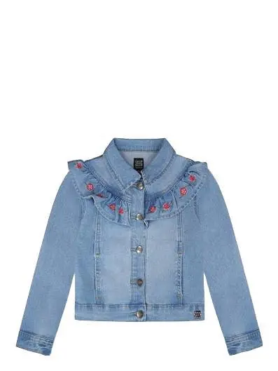 DEUX PAR DEUX Embroidery Long Sleeve Denim Jacket - Light Blue Denim