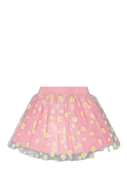 DEUX PAR DEUX Mesh And Crinkle Jersey Flared Skirt - Pink