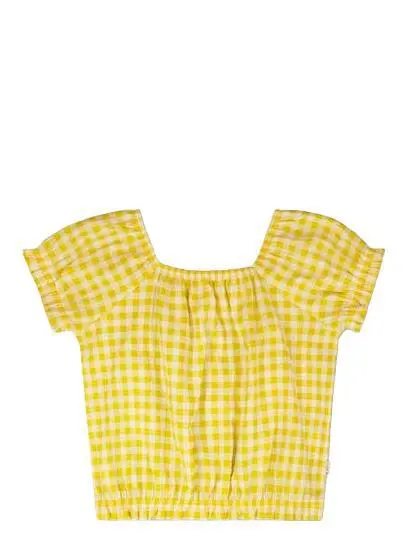 DEUX PAR DEUX Gingham Peasant Top - Yellow Gingham