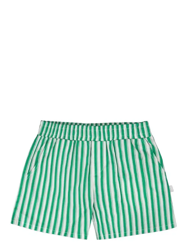 DEUX PAR DEUX Striped Elastic Waist Shorts - Green Stripes