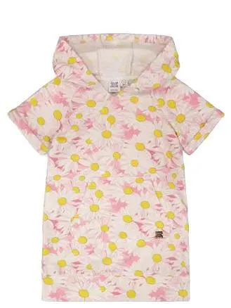 DEUX PAR DEUX Short Sleeve French Terry Hooded Daisies Dress - Pink Printed Daisies
