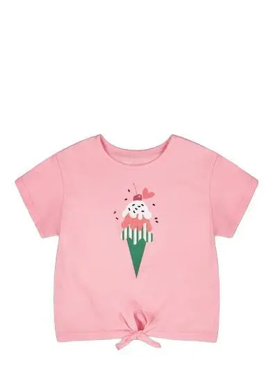 DEUX PAR DEUX Organic Cotton Jersey Ice Cream T-shirt With Tie - Pink