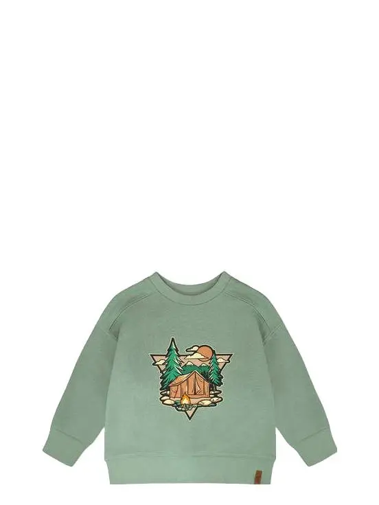 DEUX PAR DEUX Long Sleeve Graphic French Terry Sweatshirt - Light Green