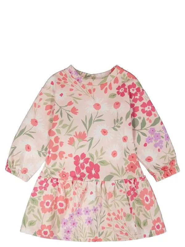 DEUX PAR DEUX French Terry Long Sleeve Floral Dress - Pink Printed Flowers