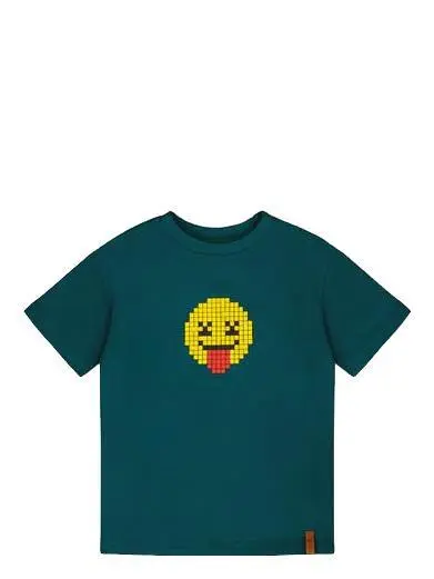 DEUX PAR DEUX Organic Cotton Jersey Smiley Face Graphic T-shirt - Dark Turquoise