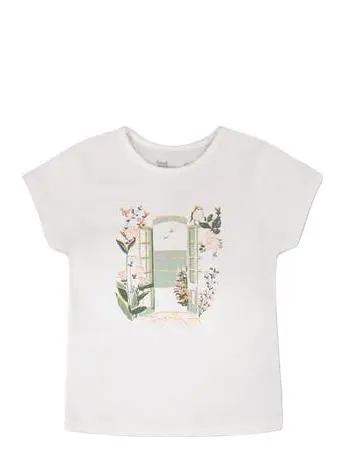 DEUX PAR DEUX Graphic Organic Cotton Jersey T-shirt - Off-white