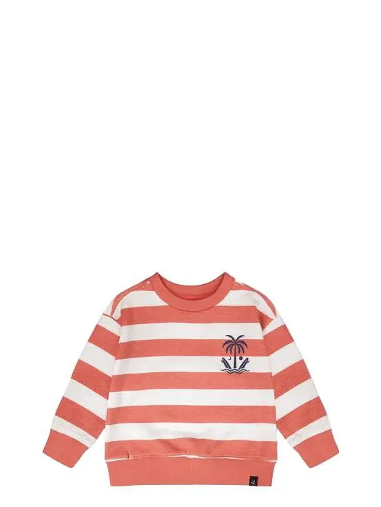 DEUX PAR DEUX Striped French Terry Sweatshirt - Brick And White Stripes