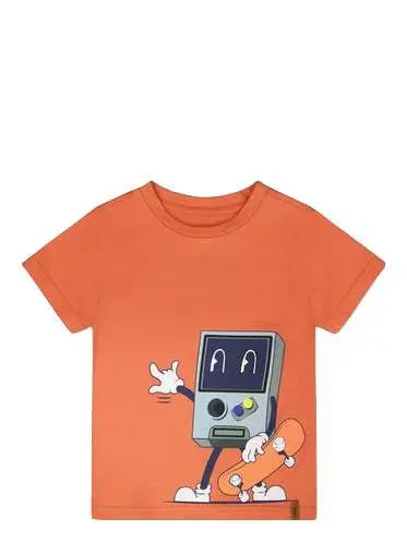 DEUX PAR DEUX Organic Cotton Jersey Skate Chest Graphic T-shirt - Orange