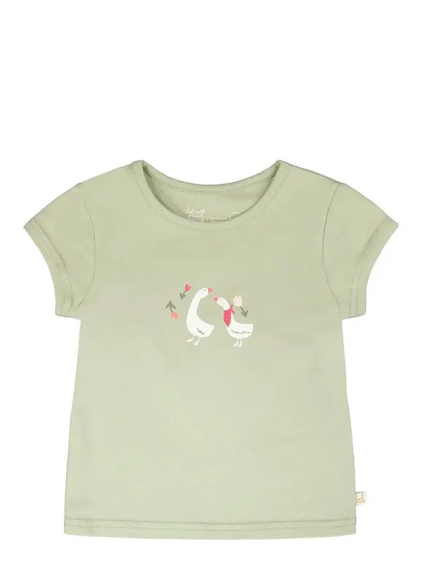 DEUX PAR DEUX Organic Cotton Jersey Graphic T-shirt - Light Khaki Green