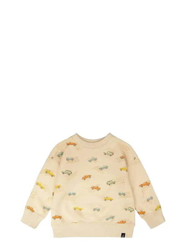 DEUX PAR DEUX Long Sleeve Jeep French Terry Sweatshirt - Beige Jeeps Print