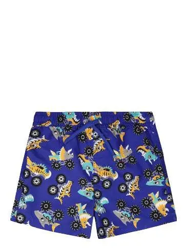 DEUX PAR DEUX Mid-thigh Boardshorts - Blue Printed Trucks
