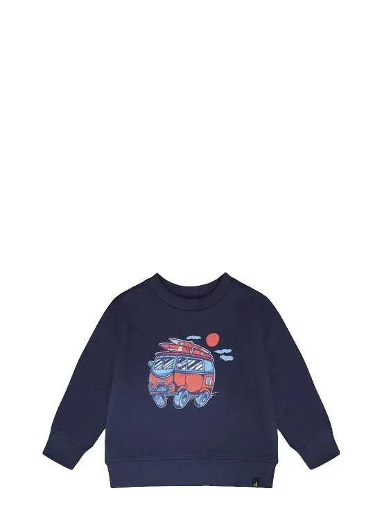 DEUX PAR DEUX Long Sleeve Graphic French Terry Sweatshirt - Blue