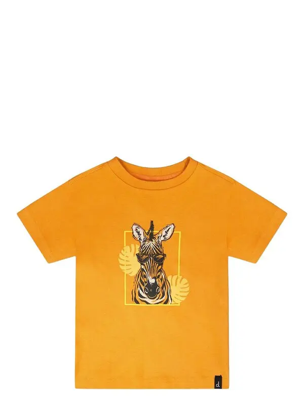 DEUX PAR DEUX Organic Cotton Zebra Short Sleeve T-shirt - Orange