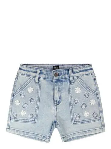 DEUX PAR DEUX Denim Shorts With Daisy Embroidery - Light Blue Denim