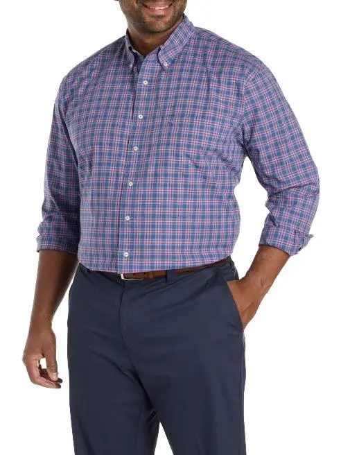 Brooks Brothers Big & Tall Check Poplin Sport Shirt - Harbor Plaid