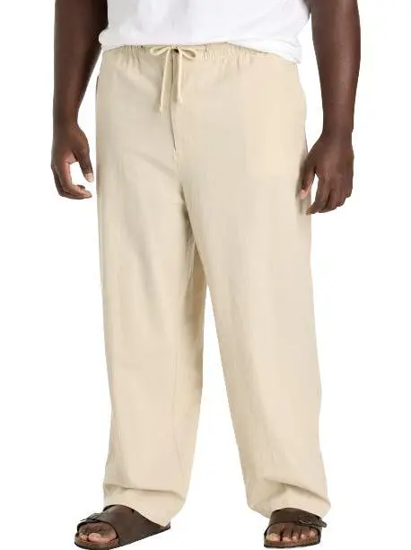 HARBOR BAY BY DXL Big & Tall Linen-blend Loose-fit Beach Pants - Natural