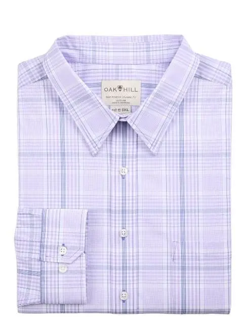 OAK HILL BY DXL Big & Tall Plaid Dress Shirt - Purple