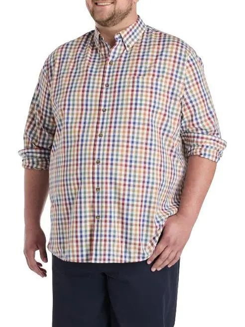 HARBOR BAY BY DXL Big & Tall Easy-care Small Plaid Sport Shirt - Multi