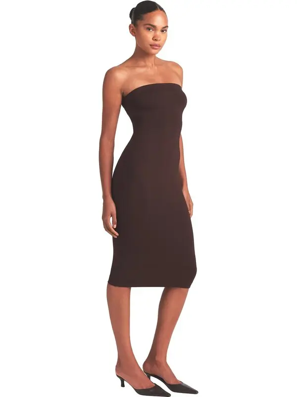 SKIMS The Essential Collection Strapless Midi Dress - Espresso