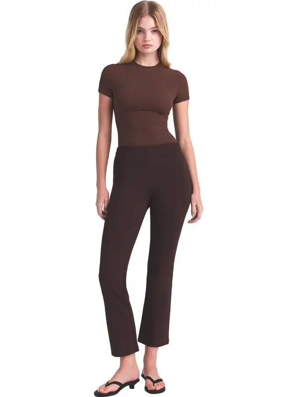 SKIMS The Essential Collection High Waisted Cropped Kick Flare Pant - Espresso