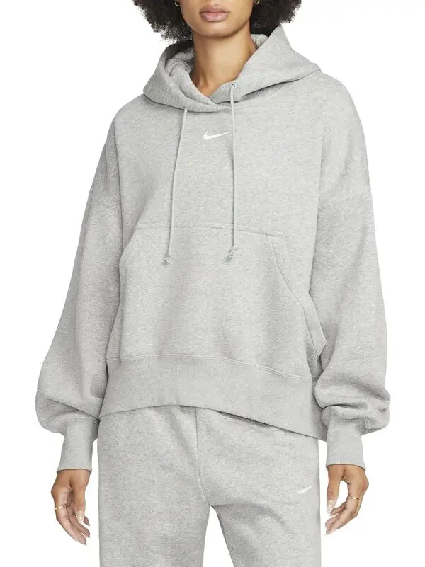 Nike Sportswear Phoenix Fleece Oversized Pullover Hoodie - Dk Grey Heather/sail