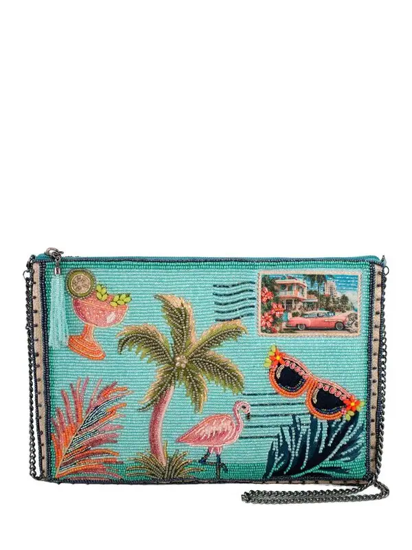 MARY FRANCES ACCESSORIES Coastal Notes Beaded Crossbody Handbag - Blue