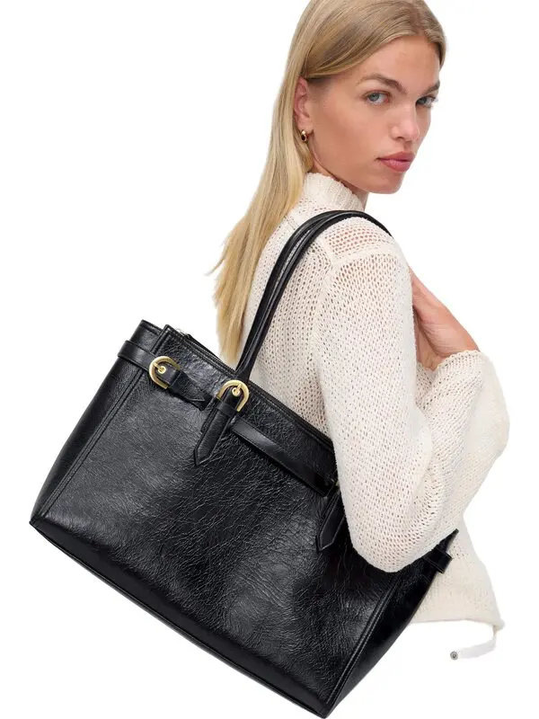REFORMATION Beatrice Leather Tote Bag - Black