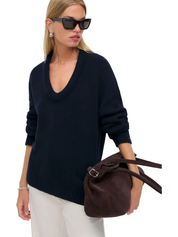 REFORMATION Jonie Cashmere Oversized Scoop Neck Sweater - Blue