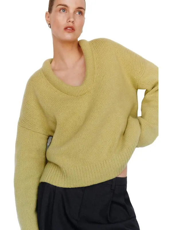 REFORMATION Jonie Oversized Cashmere Scoop Neck Sweater - Green