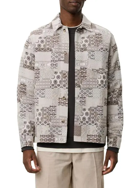 LES DEUX Layton Patch Jacquard Button-up Shirt Jacket - Light Sand