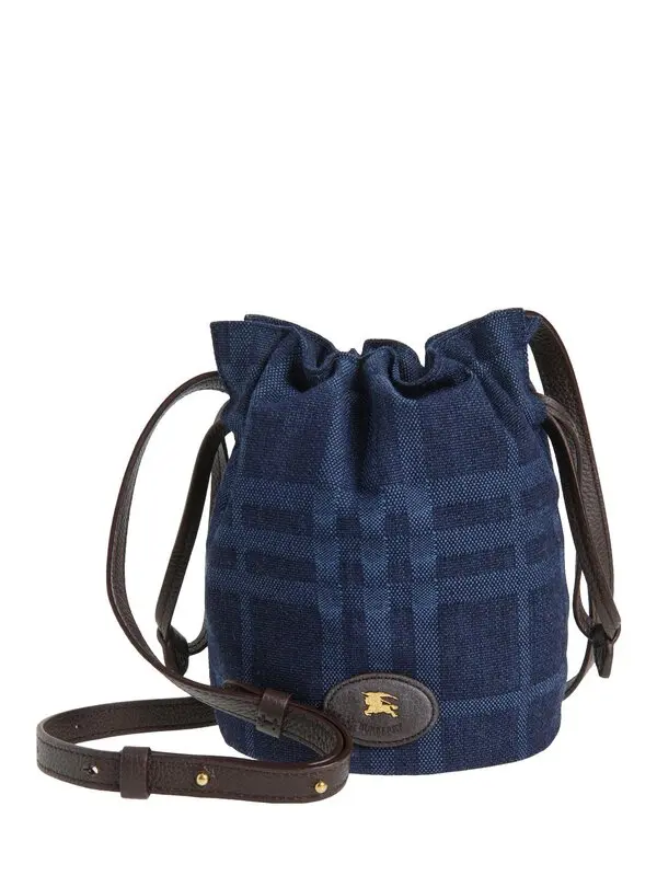 Burberry Mini Horseshoe Denim Bucket Bag - Blue