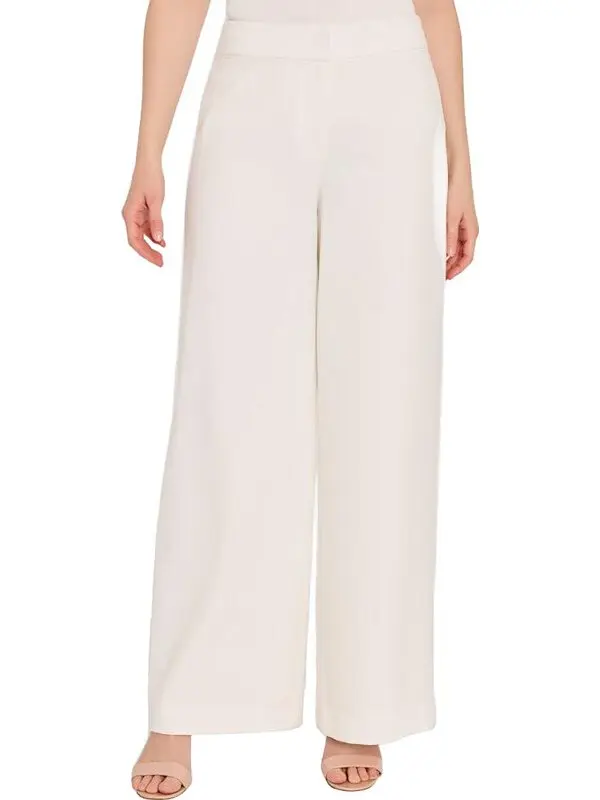 TAHARI ASL Wide Leg Staple Pants - White