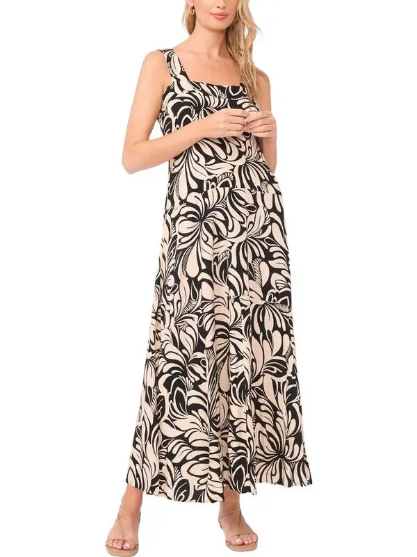 Vince Camuto Print Sleeveless Maxi Dress - Rich Black Multi