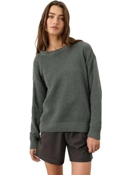 PACT Organic Cotton Shoreline Pullover Sweater - Castor Green Heather